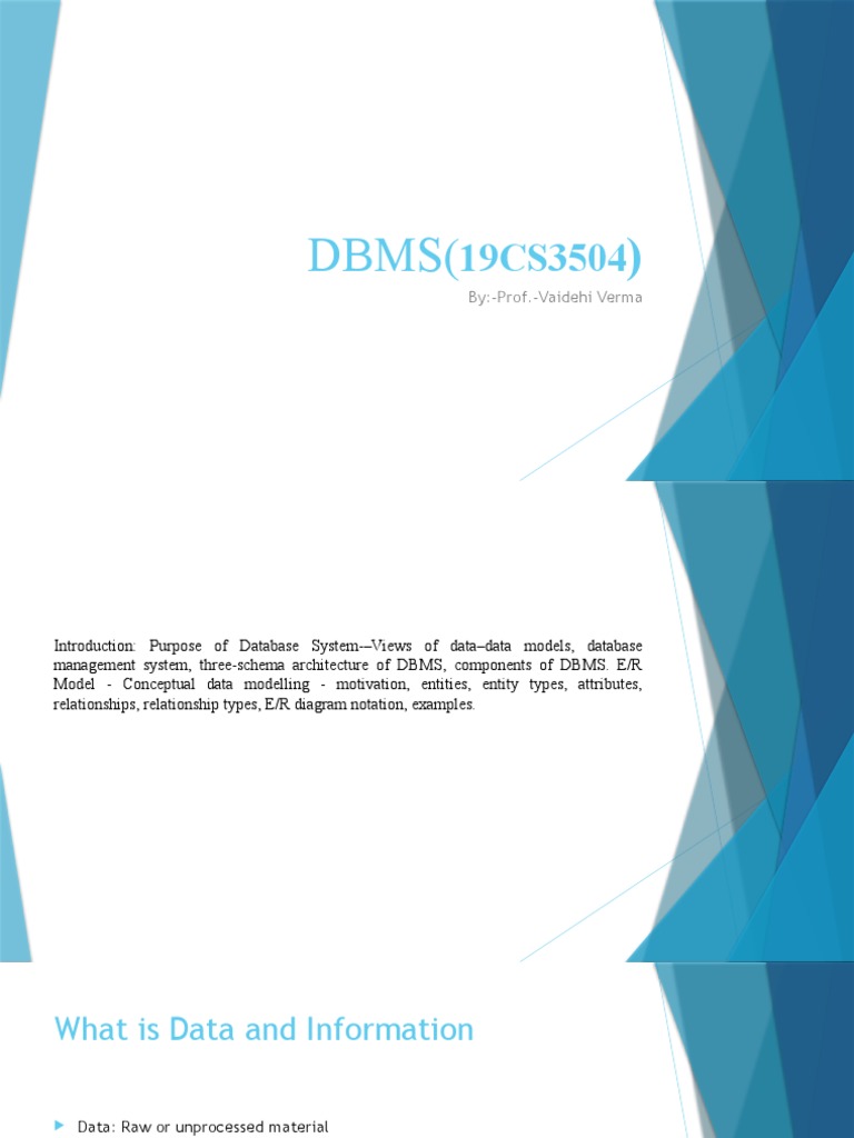 DBMS Module 1 | PDF | Databases | Conceptual Model