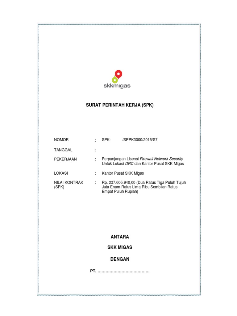 Contoh Surat Perintah Kerja (SPK) | PDF