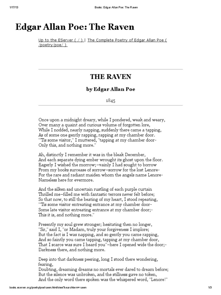The Raven by Edgar Allen Poe | PDF | The Raven