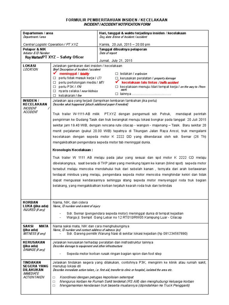 Laporan Kecelakaan Lalu Lintas | PDF