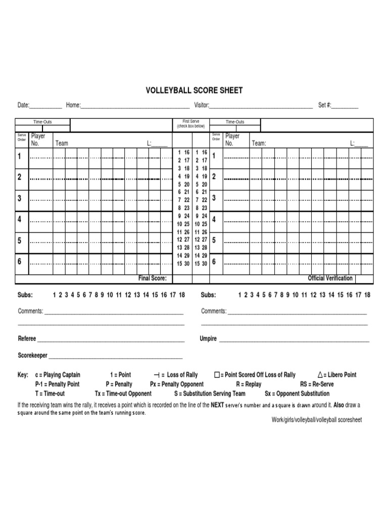 Volleyball Score Sheet Example804685120220123 | PDF | Volleyball | Referee