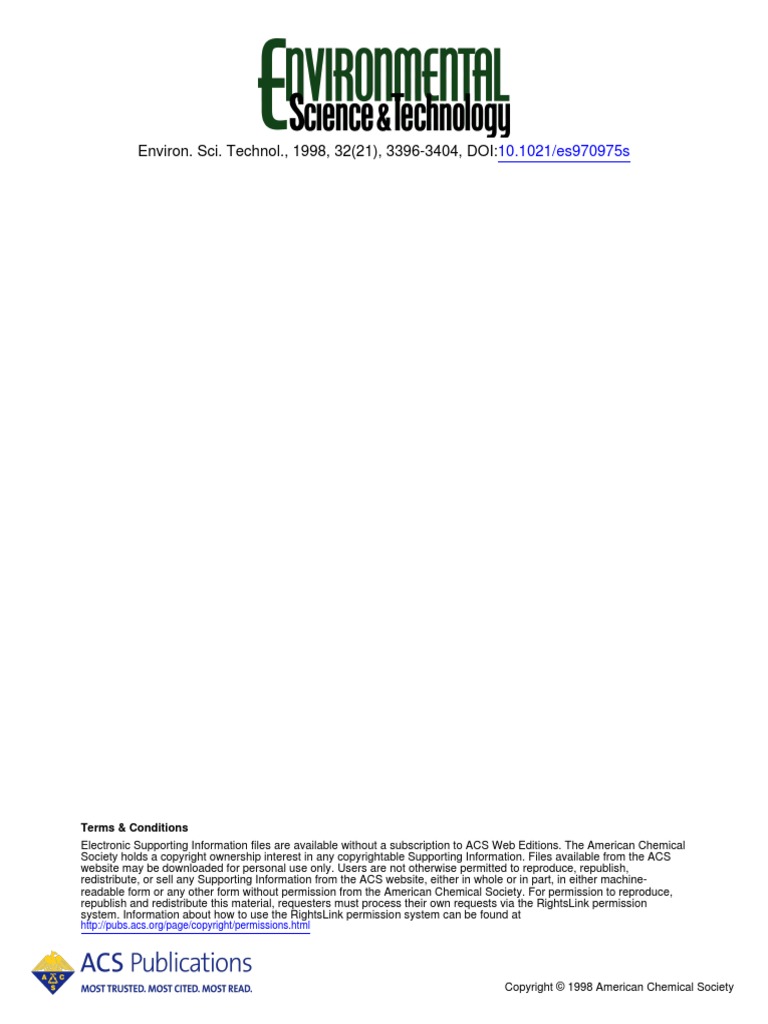 Environ. Sci. Technol., 1998, 32 (21), 3396-3404, DOI:: Terms & Conditions | PDF | Porosity ...