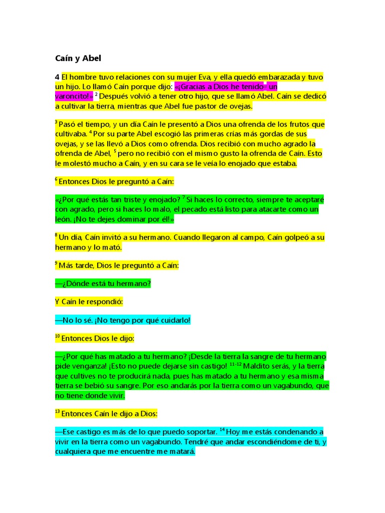 Historia de Caín y Abel para Niños | PDF