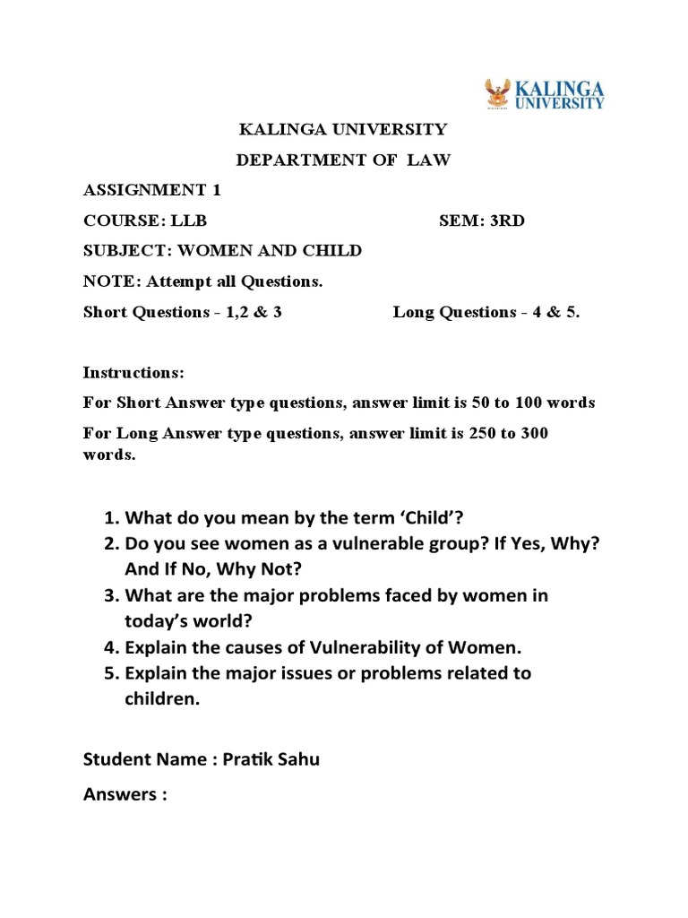 Women and Child Assignment 1 | PDF