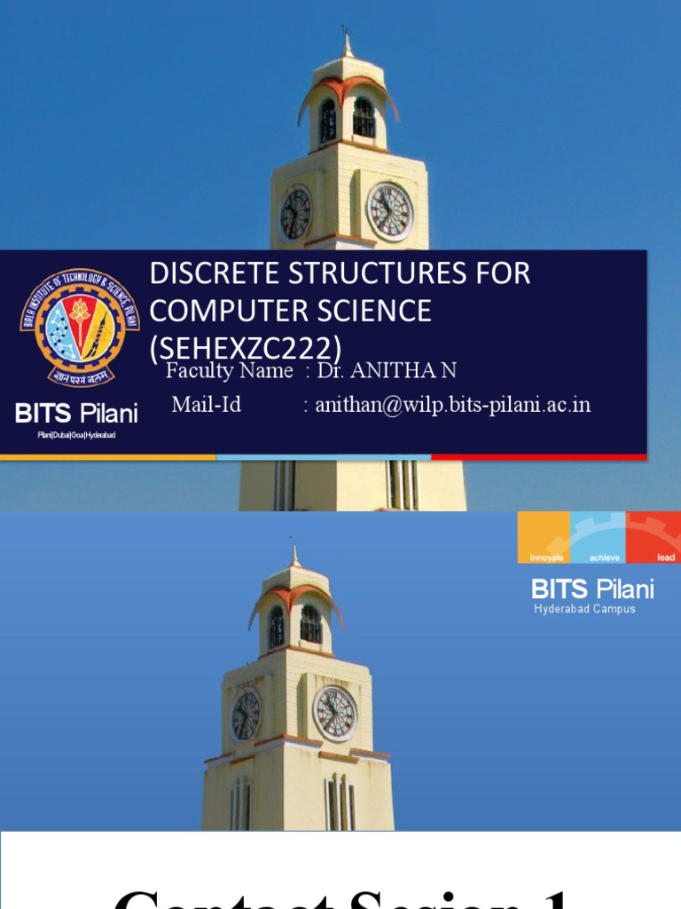 Discrete Structures For Computer Science (SEHEXZC222) : BITS Pilani ...