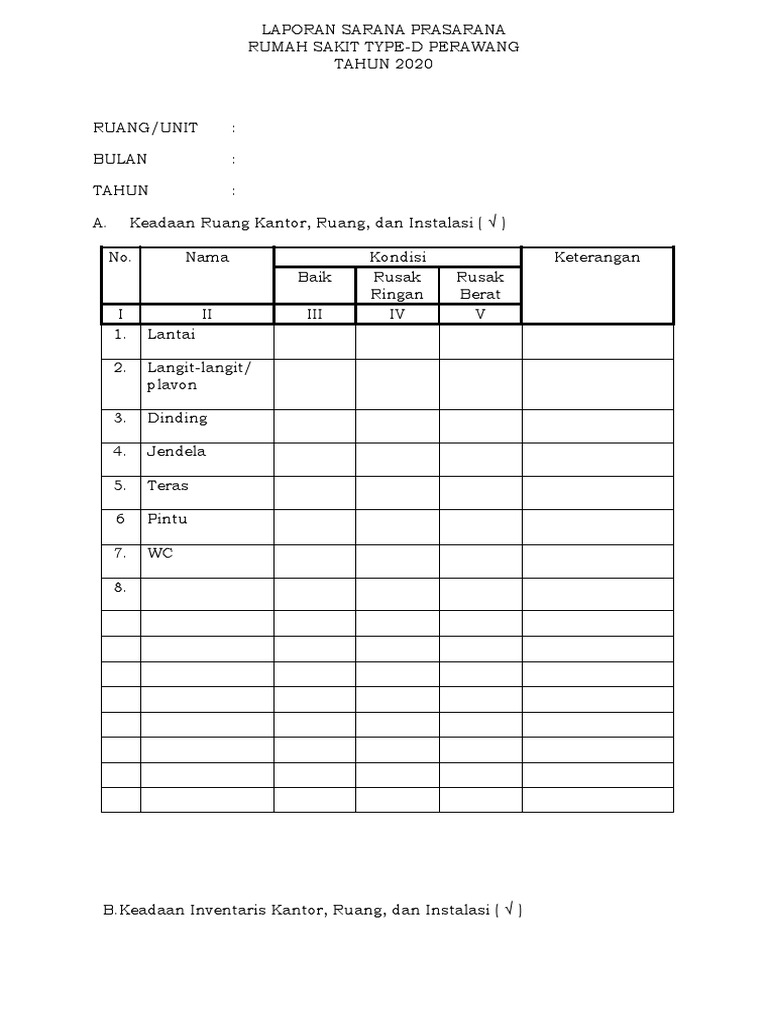 Laporan Sarana Prasarana | PDF