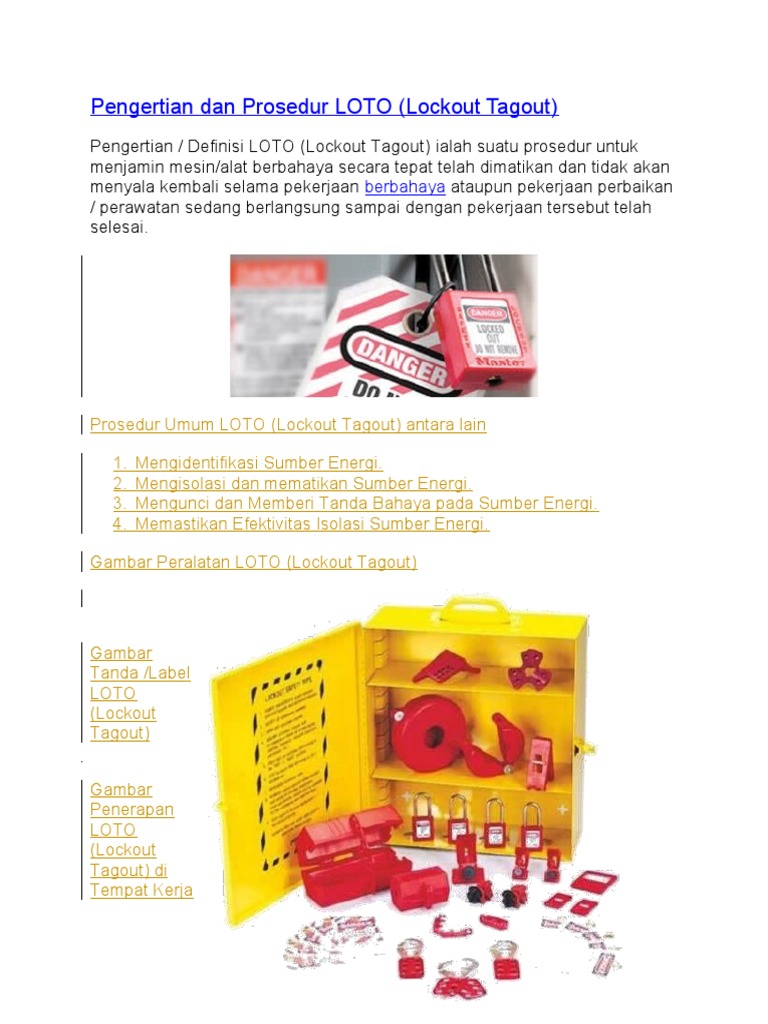 Pengertian Dan Prosedur LOTO | PDF