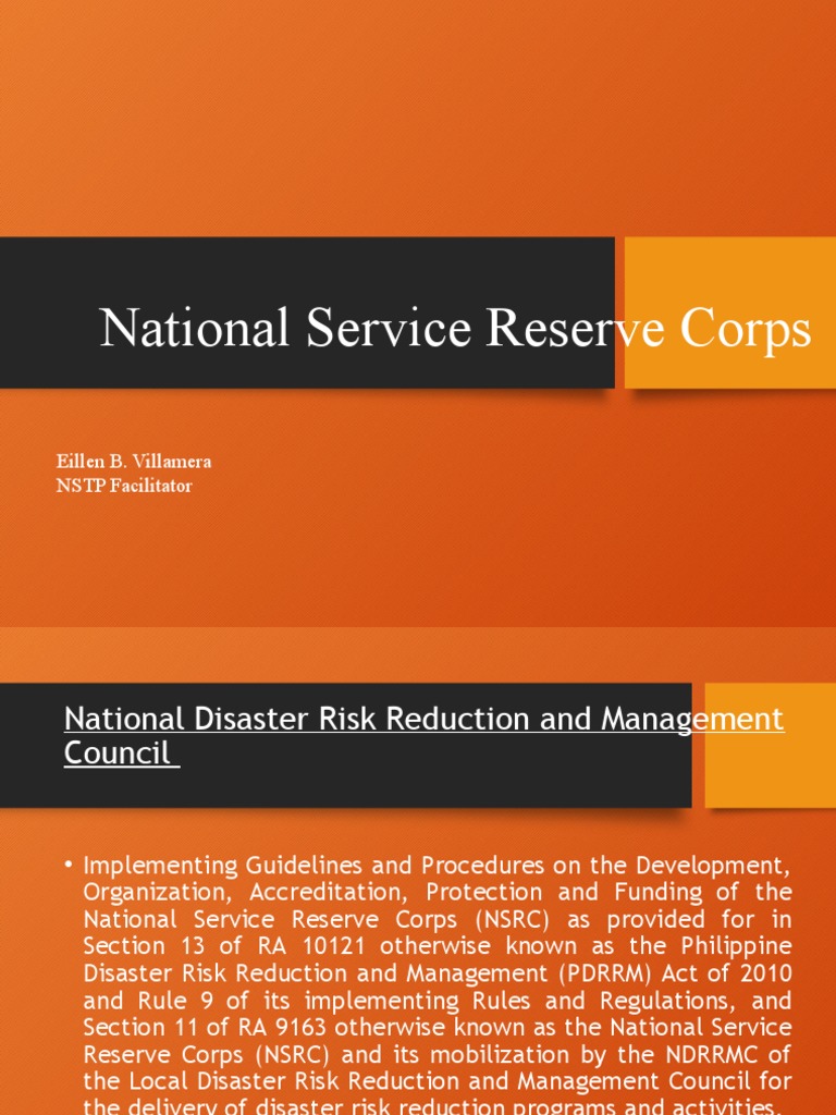 National Service Reserve Corps: Eillen B. Villamera NSTP Facilitator ...
