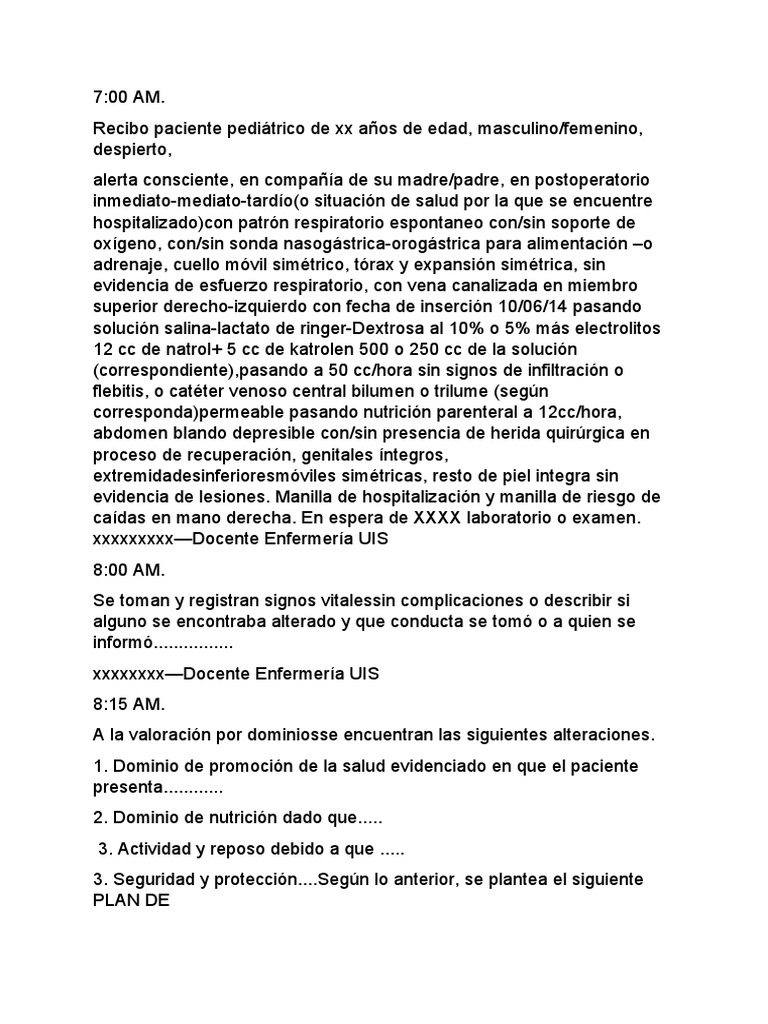 Nota Pediatria | PDF | Enfermería | Cuidado de la salud