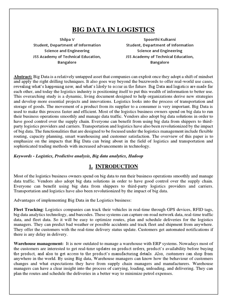 BDA in Logistics | PDF