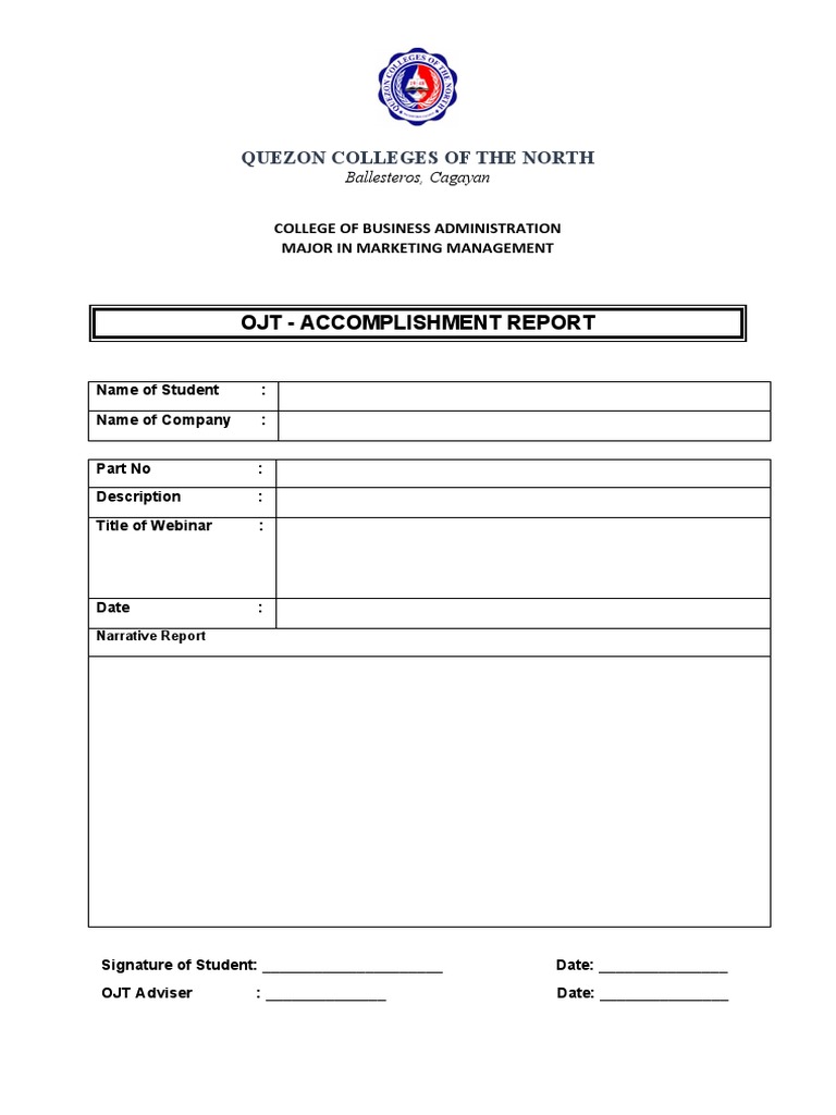 Ojt Accomplishment Report 2022 | PDF