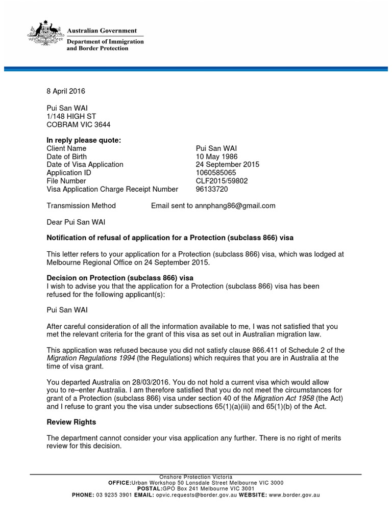 IMMI Refusal Notification | PDF | Travel Visa | Immigration