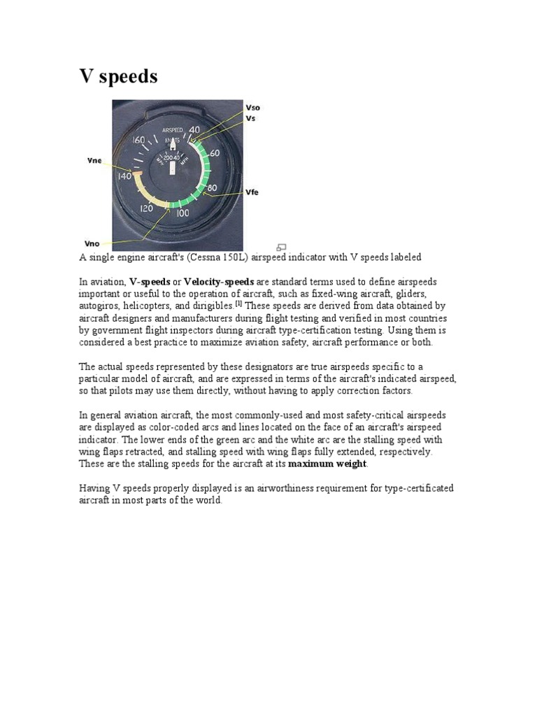 V Speeds | PDF | Takeoff | Aircraft