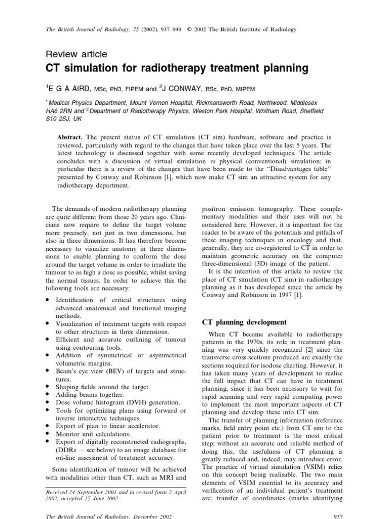 CT Simulator (A Review) | PDF | Ct Scan | Radiation Therapy