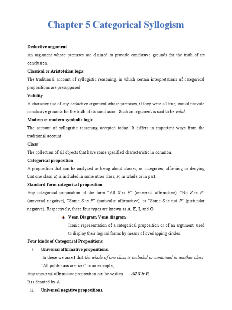 Chapter 5 Categorical Propositions | PDF | Argument | Proposition