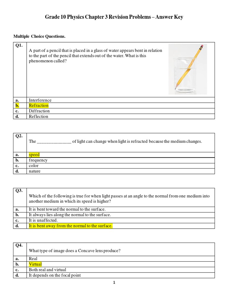 Grade 10 Physics Chapter 3 Solutions | PDF | Atomic | Glass Engineering ...