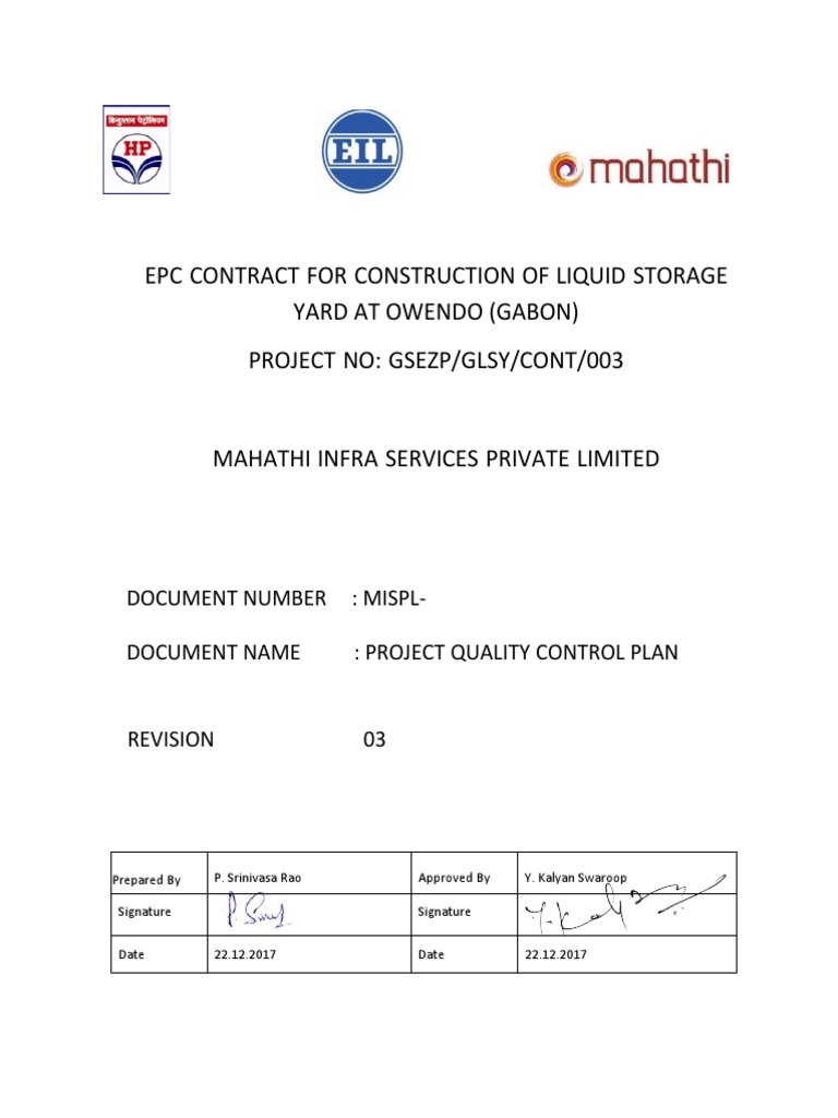 Mispl-gsez-gsly003-Gn-005 Project Quality Plan Rev 003 | PDF ...