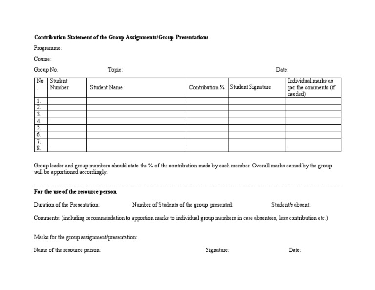 Group Assignment Contribution Form | PDF | Computers