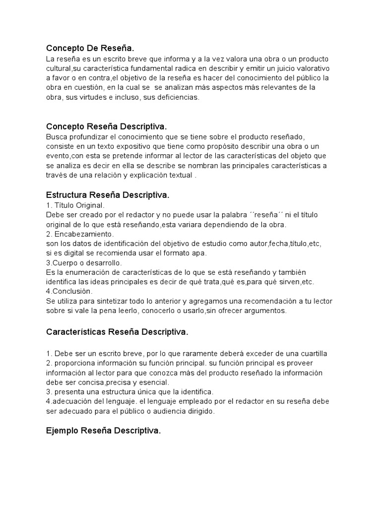 Que Es La Reseña y Sus Tipos | PDF | Autor | Información