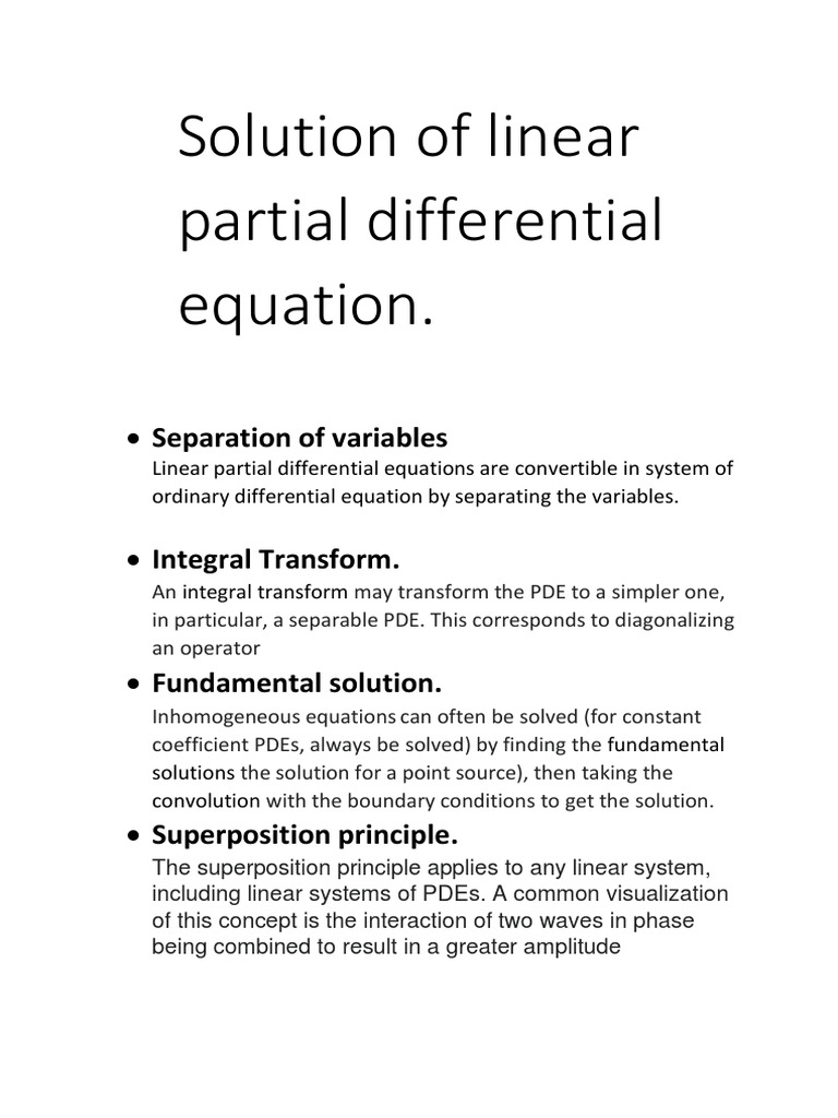 Solution of Linear Partial Differential Equation | PDF | Partial ...