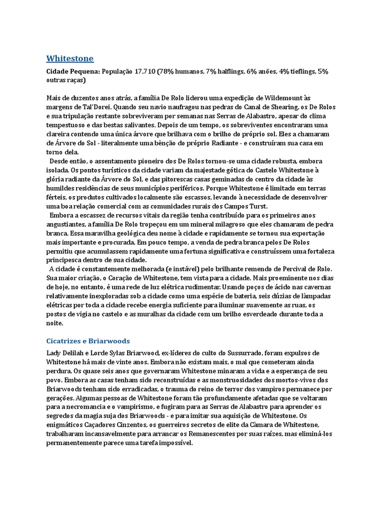 Bem Vindo À Tal'Dorei: Guia de Whitestone | PDF | Castelo | Caça