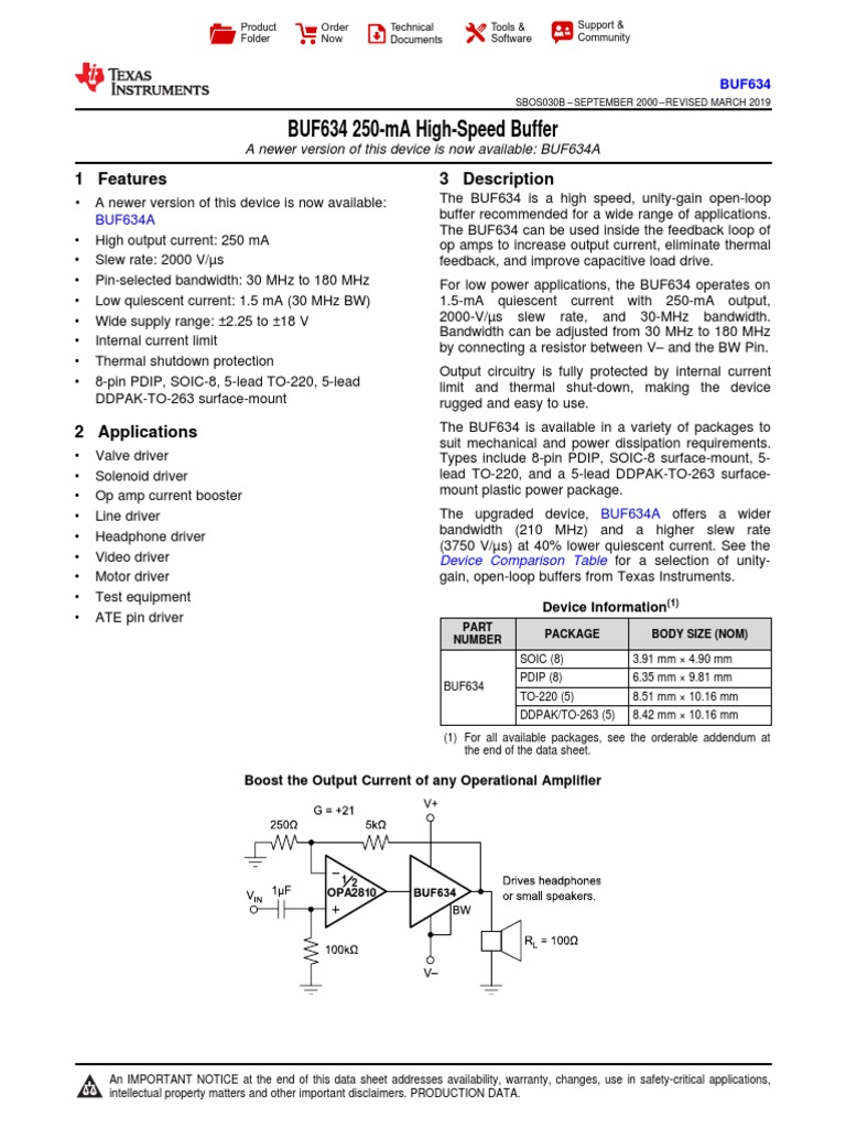 Buf634 - 250-Ma High-Speed Buffer | PDF | Electrostatic Discharge ...