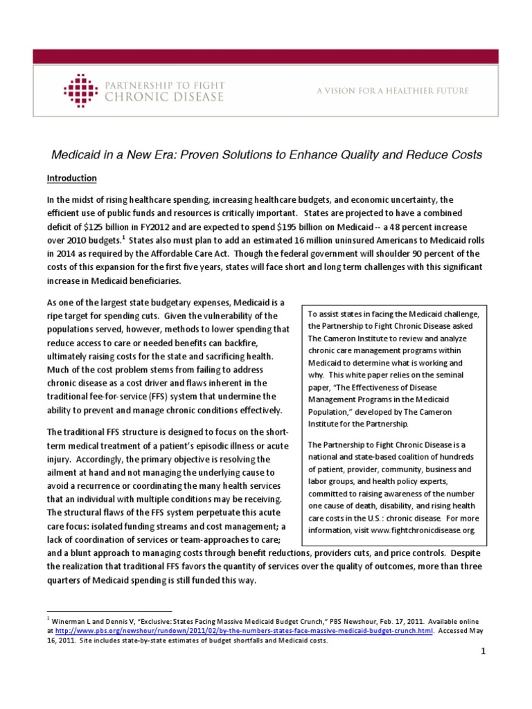 Medicaid in A New Era - White Paper | PDF | Medicaid | Chronic Condition