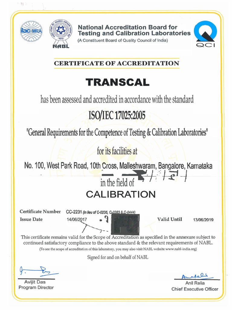 Transcal NABL Scope | PDF | Calibration | Electronics