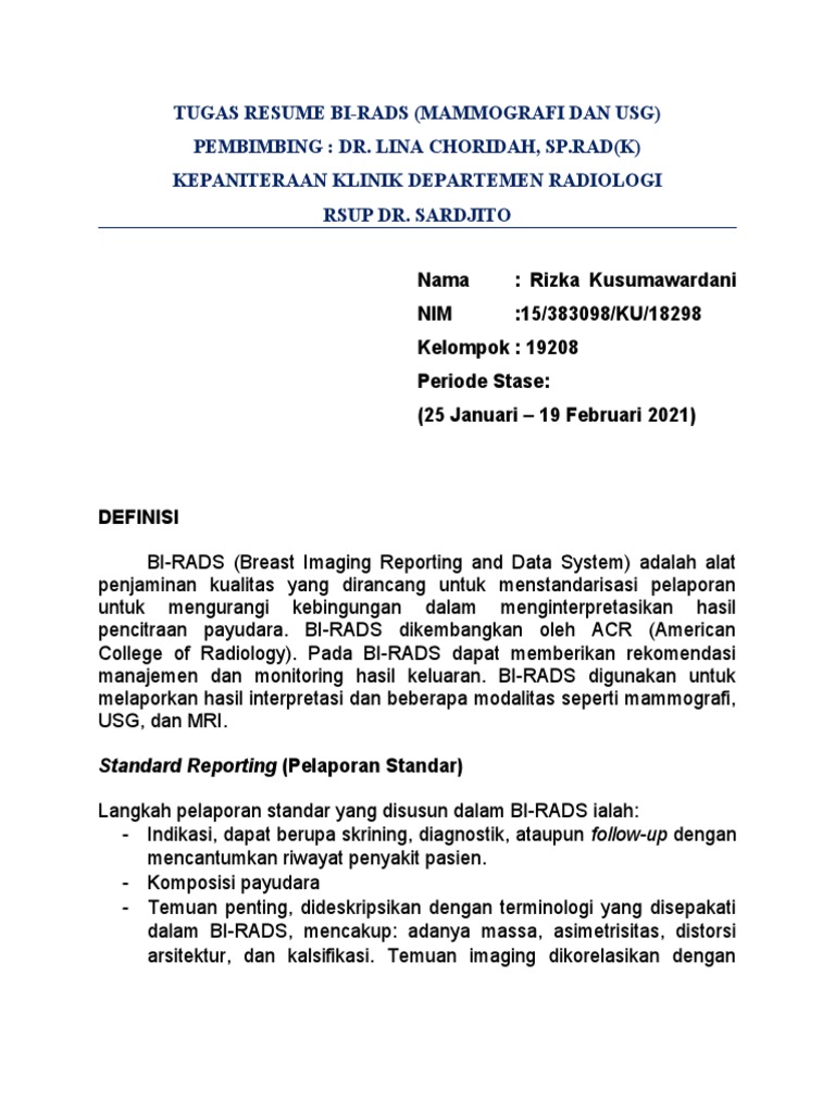 Panduan Klasifikasi BI-RADS Mammae | PDF | Sains & Matematika