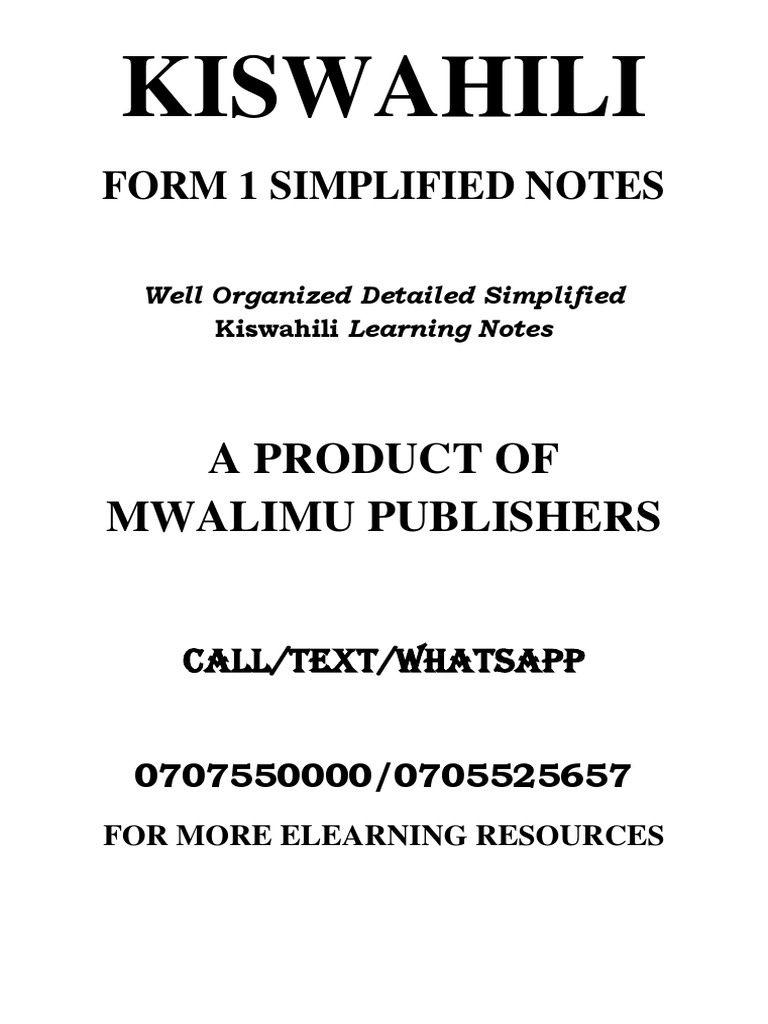 Kiswahili Form 1 Notes | PDF