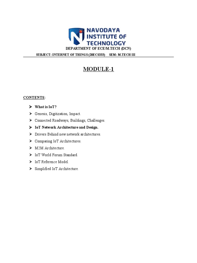 Module-1 Iot Notes-M.tech | PDF | Internet Of Things | Computer Network