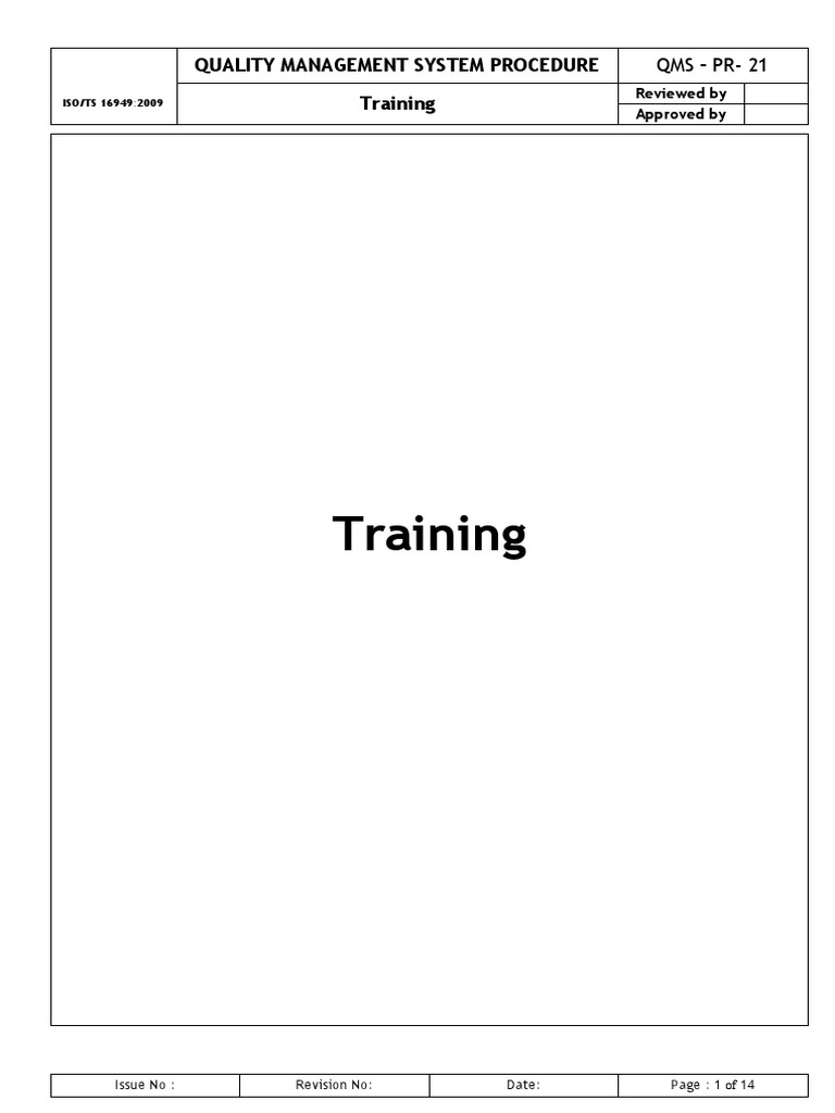 Training Procedure | PDF | Quality Management | Quality Management System