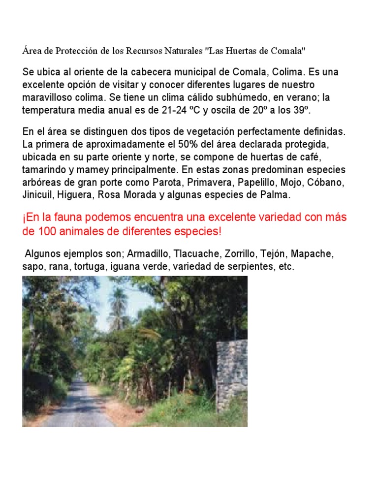 Área Protegida "Las Huertas" en Comala | PDF