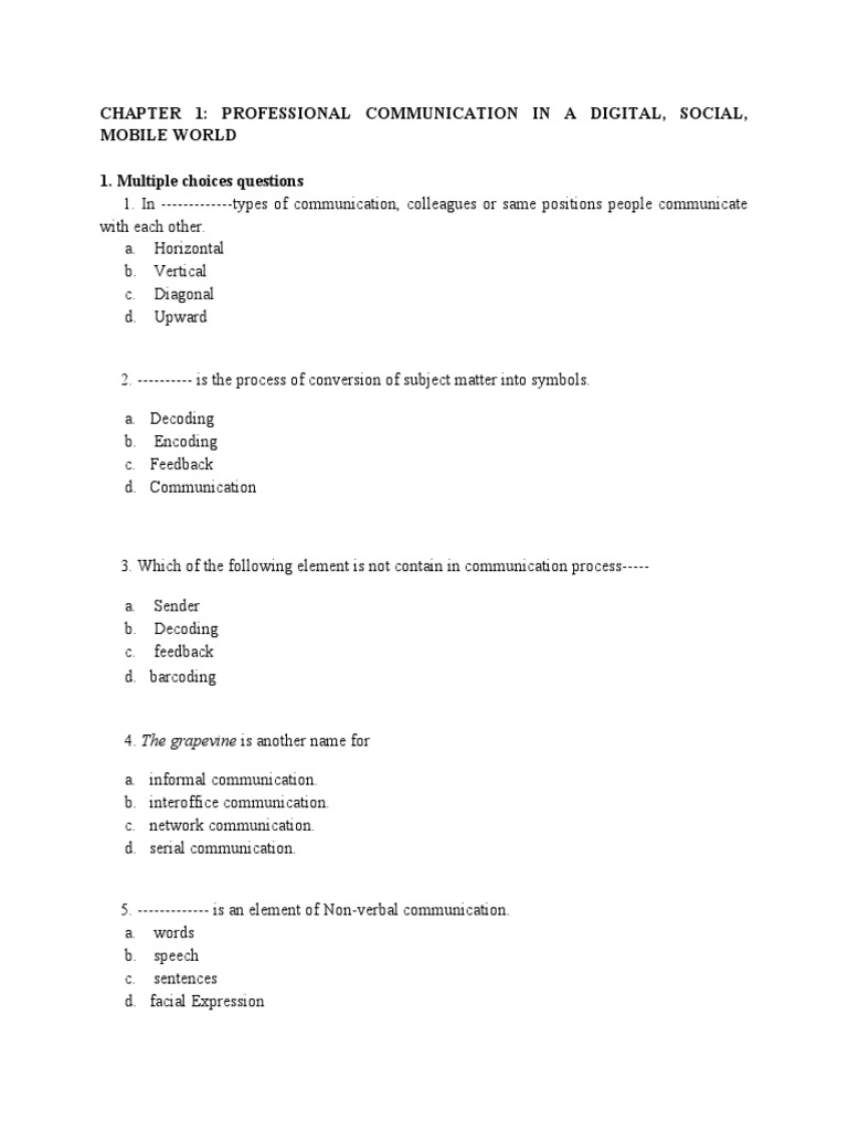 Chapter 1: Professional Communication in A Digital, Social, Mobile ...