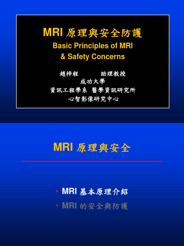 Basic Principles of MRI & Safety Concerns | PDF