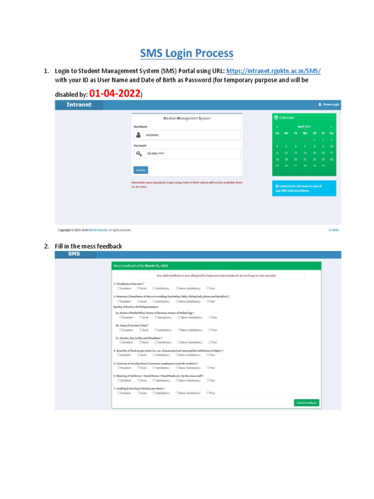 Student SMS Login Instructions | PDF