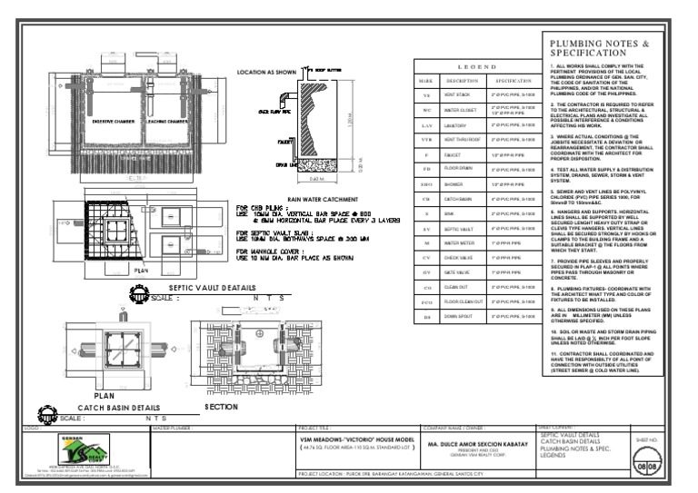 Plumbing Notes & Specification: Plan Section | PDF | Plumbing | Storm Drain