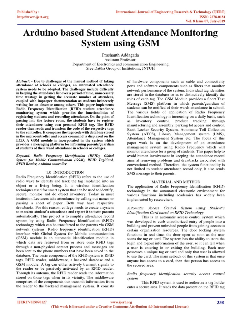 Arduino Based Student Attendance Monitoring System Using GSM ...