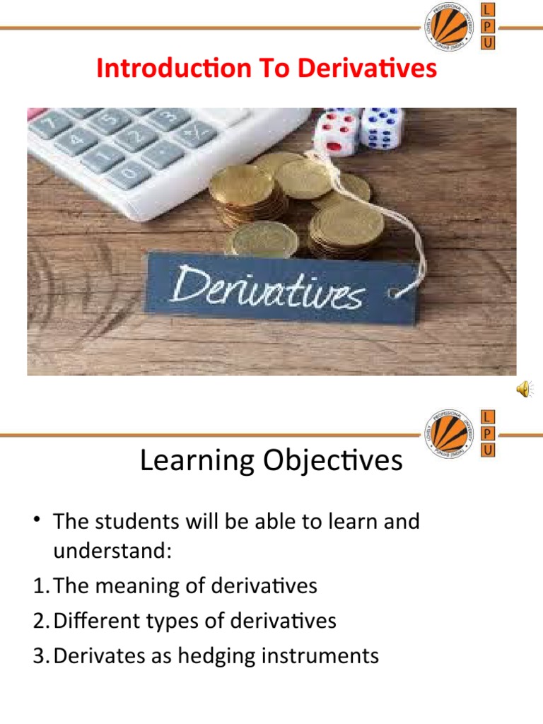 Introduction To Derivatives | PDF | Swap (Finance) | Option (Finance)