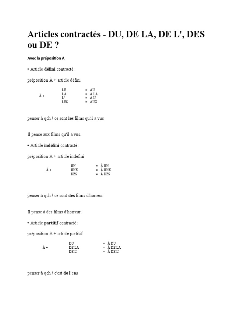 Maîtriser les articles contractés | PDF | Linguistique | Langues