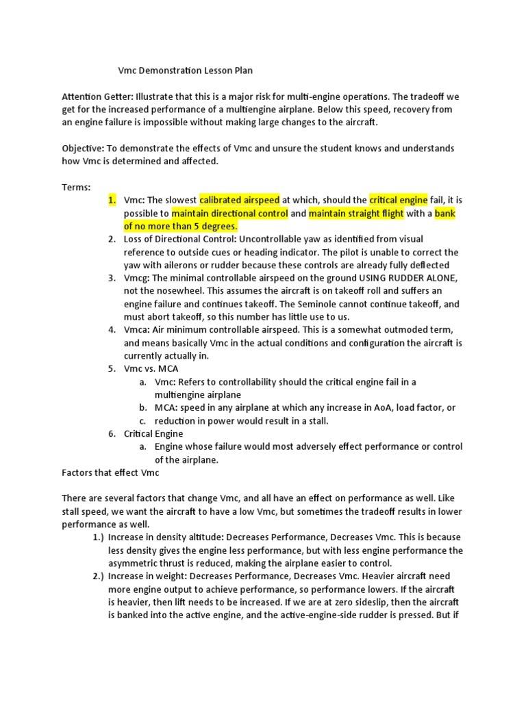 Multi-Engine Vmc Training Guide | PDF | Aerospace | Aerodynamics