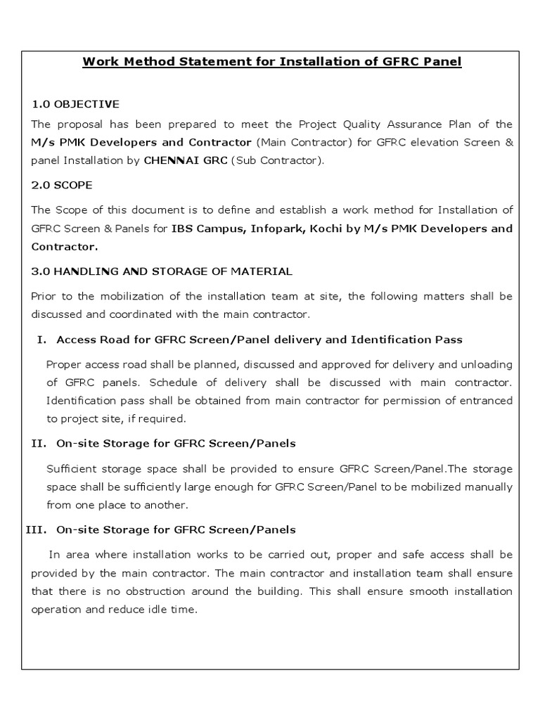 Work Method Statement | PDF | Economic Sectors | Manufactured Goods