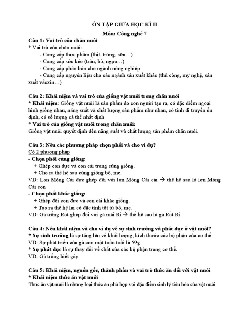 Ôn Tập Giữa HK2 CN7 | PDF