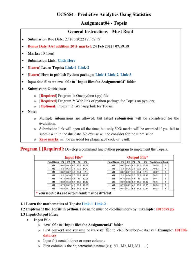 Assignment04 - Topsis | PDF | Comma Separated Values | Python (Programming Language)