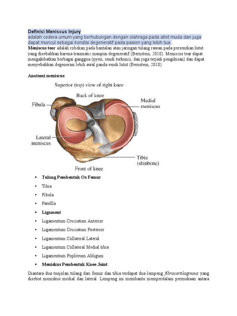 MENISKUS TEAR DAN PENATALAKSANAANNYA | PDF