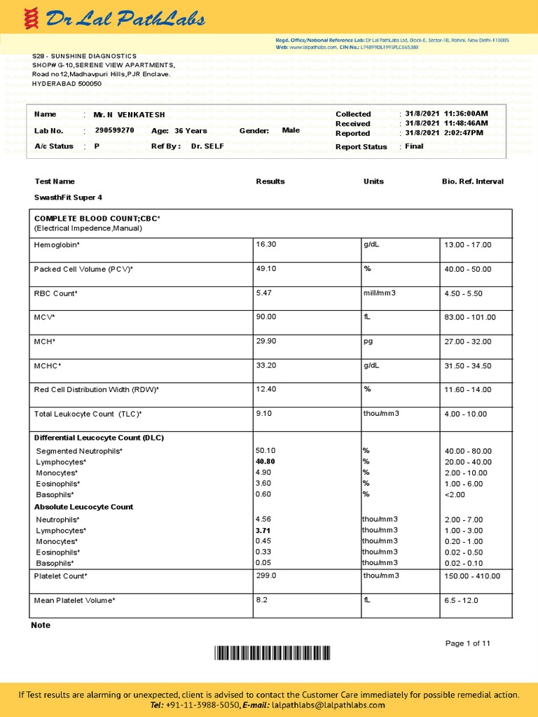 Sunshine Diagnostics Report Summary | PDF | Glycated Hemoglobin | Low ...