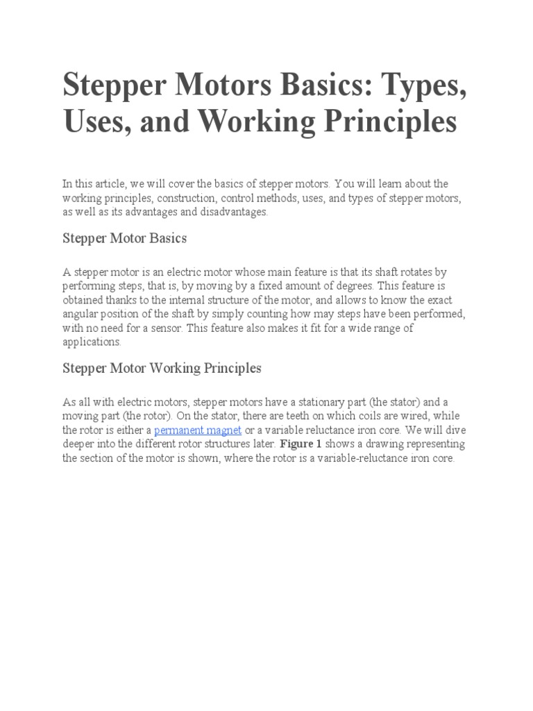 Stepper Motors Basics | PDF | Electric Motor | Machines