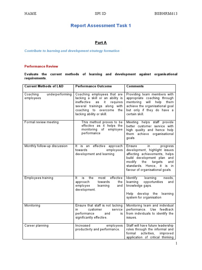BSBHRM613 Assessment Template | PDF | Performance Appraisal | Mentorship