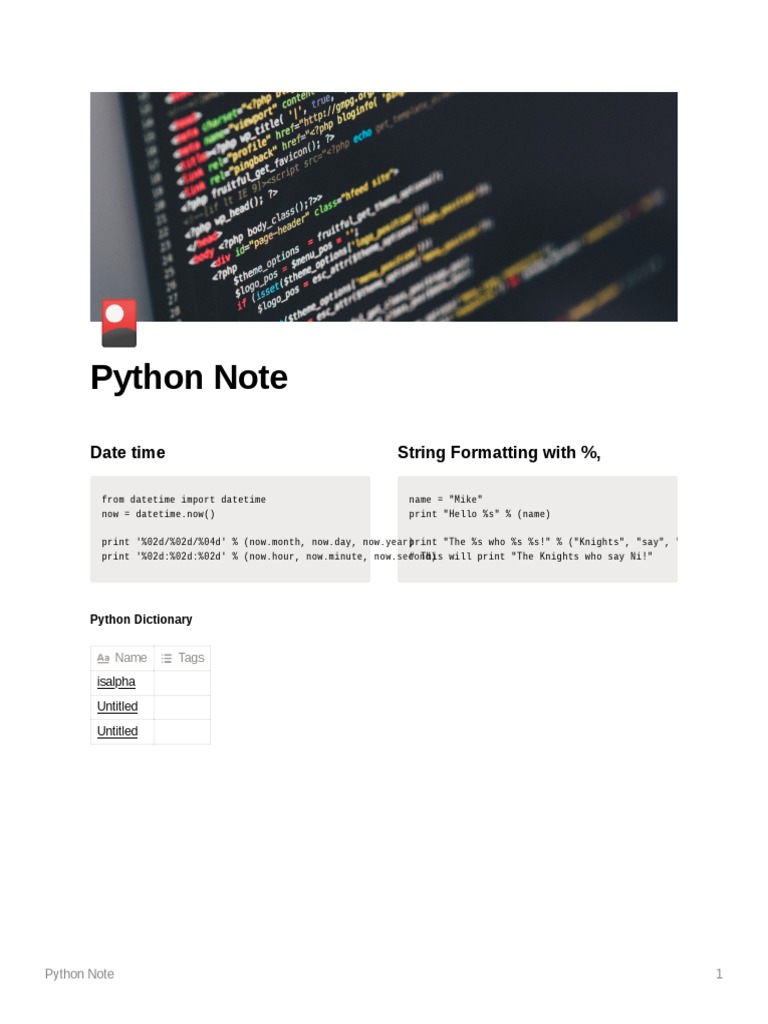 Python Note: Date Time String Formatting With % | PDF