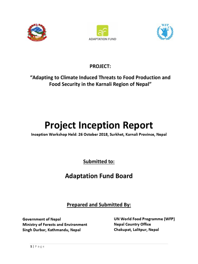 Project Inception Report: Adaptation Fund Board | PDF | Food Security ...